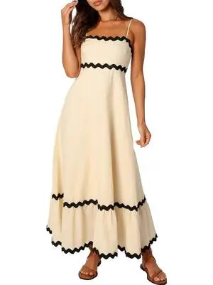 PETAL & PUP Yana Sleeveless Maxi Dress - Cream Black