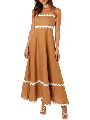 PETAL & PUP Yana Sleeveless Maxi Dress - Tan White