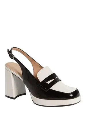 WONDERS Amelia Leather Slingback Pumps - Lack Black Off