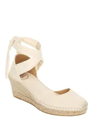 TONI PONS Julia Wraparound Espadrille Wedge - Ecru