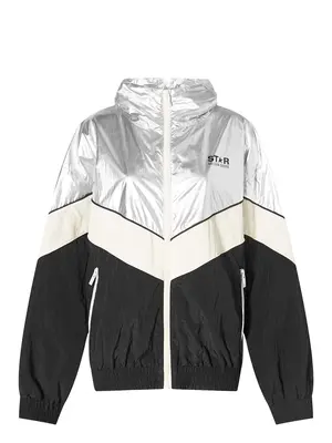 GOLDEN GOOSE Star Patchwork Windbreaker - Silver/dark Papyrus/black