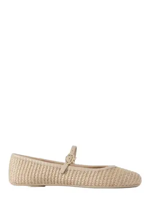 GIANVITO ROSSI Gianvito Rossi Carla Raffia Ballet Flats Neutral