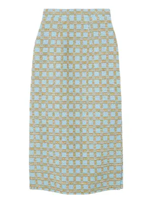 EMILIA WICKSTEAD Ariceli Checked Bouclé Midi Skirt - Blue