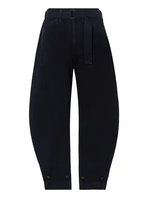 LEMAIRE Belted Cotton-twill Tapered Pants - Blue