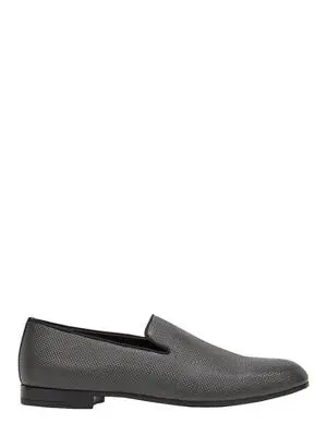 Giorgio Armani Leather Venetian Loafers - Grey