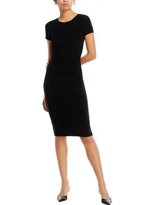 Norma Kamali Short Sleeve Ruched Dress - Black