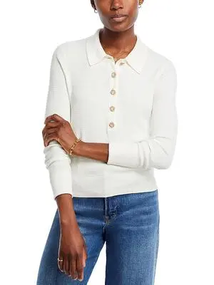 L'Agence Sterling Jewel Button Collared Top - Ivory