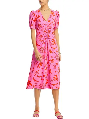 Rhode Rhode Maci Ruched Front Dress Pink Deco Surf