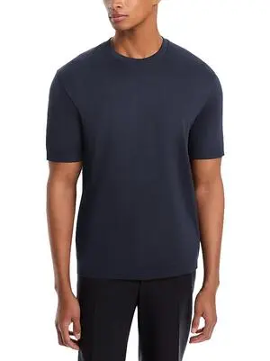 Herno Double Layered Short Sleeve Knit Tee Navy