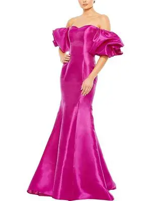 Mac Duggal Sweetheart Off The Shoulder Puff Sleeve Gown - Fuchsia