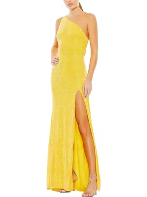 Mac Duggal Mac Duggal Sequined One Shoulder Gown Lemon