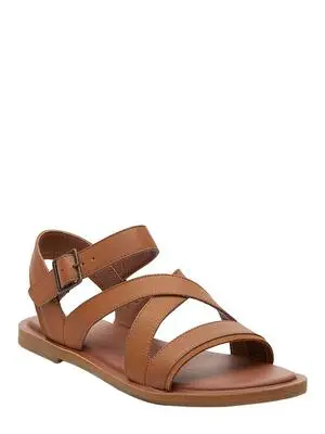 Toms Sloane Leather Flat Sandals - Brown
