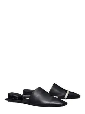 Tory Burch Pierced Leather Mules - Perfect Black/silver