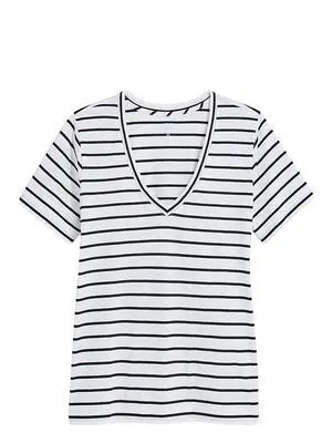 Vineyard Vines Striped V-Neck Cotton Tee Blue Stripe
