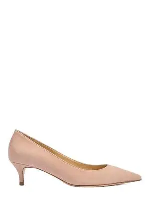 Marion Parke Classic Suede Kitten Heel Pumps - Natural