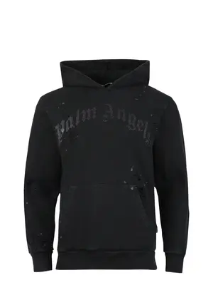 Palm Angels Glittered Logo Hoody - Black