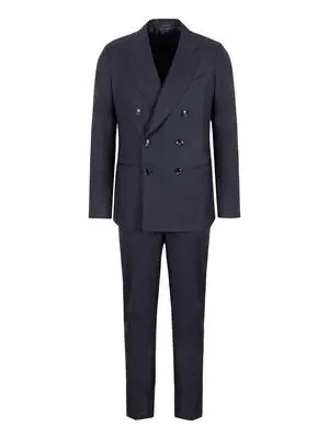 Giorgio Armani Napoli Line Double-breasted Cashmere And Silk Suit - Blue