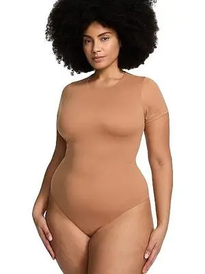 Victoria's Secret Bodywear Victoria With Feathersoft™ Innovation Short-sleeve Bodysuit - Beige