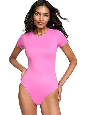 Victoria's Secret Bodywear By Victoria With Feathersoft™ Innovation Short-Sleeve Bodysuit Pink