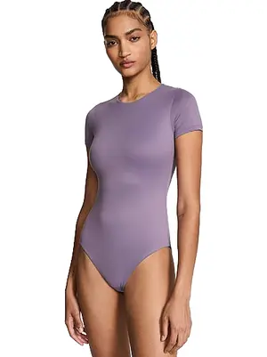 Victoria's Secret Bodywear By Victoria With Feathersoft™ Innovation Short-Sleeve Bodysuit Purple