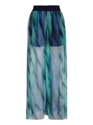Armani Exchange Abstract-print Wide-leg Trousers - Blue