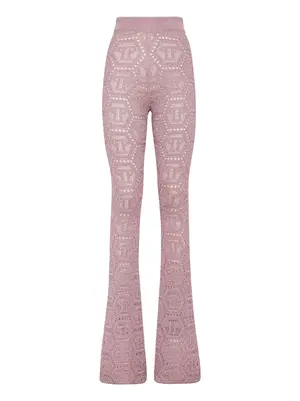 Philipp Plein Monogram-pattern Open-knit Trousers - Pink