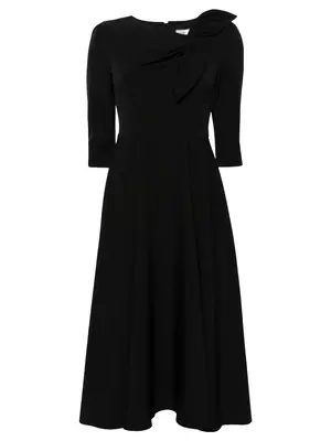 NISSA Bow-detail Midi Dress - Black