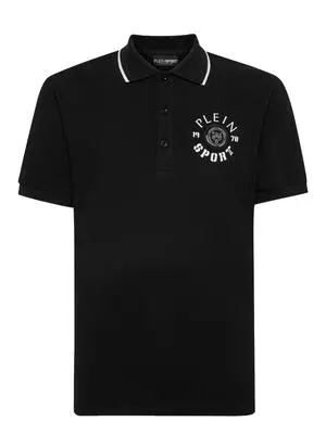 PLEIN SPORT Logo-appliqué Cotton Polo Shirt - Black