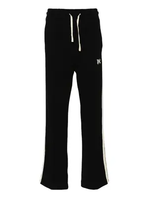 Palm Angels Monogram-embroidered Piqué-weave Trousers - Black
