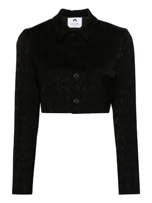 MARINE SERRE Moon Diamant-jacquard Cropped Jacket - Black