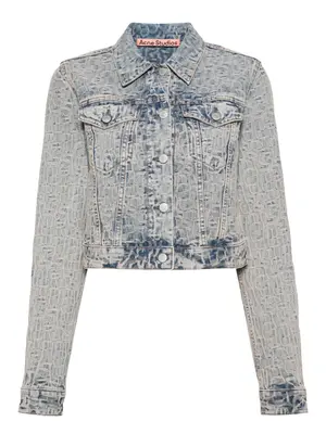 Acne Studios Monogram-jacquard Denim Jacket - Blue