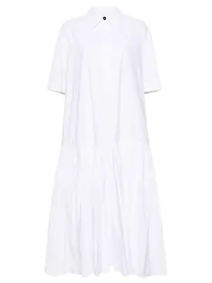 JIL SANDER Drop-waist Cotton Shirtdress - White