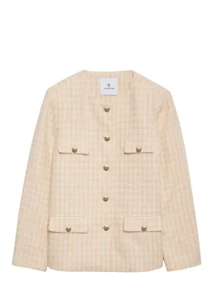 ANINE BING Janet Houndstooth Tweed Jacket - Neutrals