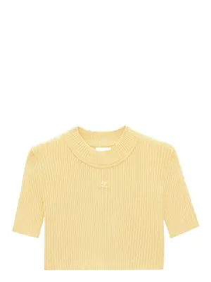COURREGES Ribbed-knit Crop Top - Yellow