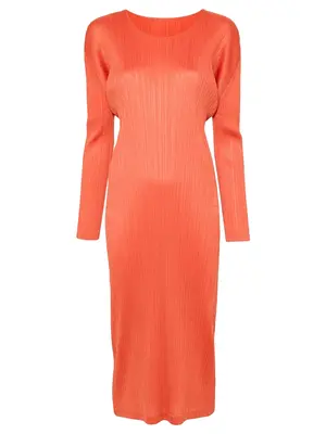 Issey Miyake Plissé Midi Dress - Orange