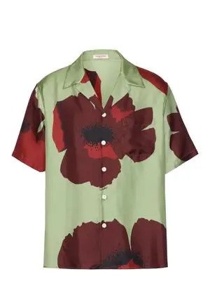 Valentino Garavani Flower Portrait-print Bowling Shirt - Green