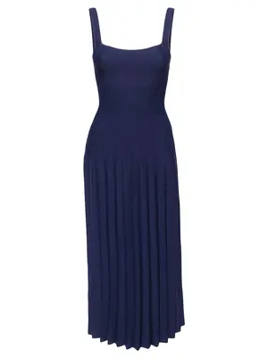 Staud Ellison Pleated Midi Dress - Blue