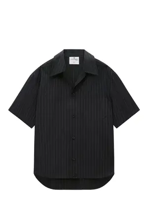 COURREGES Pinstriped Cotton Shirt - Black