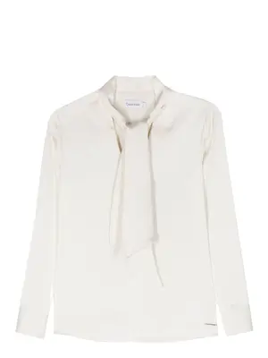 Calvin Klein Pussy-bow Collar Satin Blouse - Neutrals