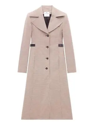 COURREGES Checked Wool Long Coat - Brown