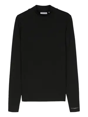 Calvin Klein Fine-ribbed Mock-neck Top - Black