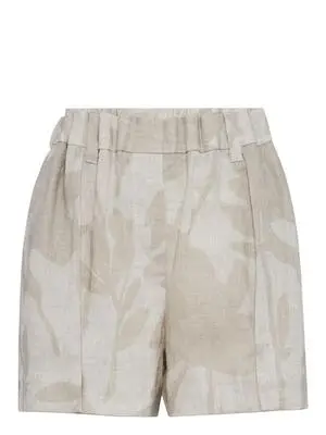 BRUNELLO CUCINELLI Brunello Cucinelli Linen Floral Print Bermuda Shorts