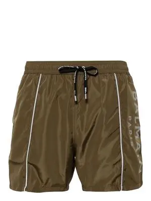 Balmain Logo Swim Shorts - Green