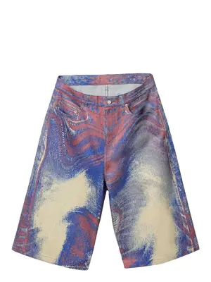 Camper Swirl-print Denim Shorts - Purple