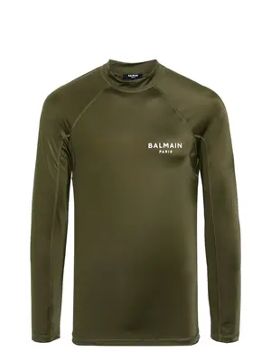 Balmain Logo-print Long-sleeve T-shirt - Green