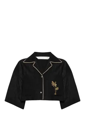 Palm Angels Cropped Bowling Shirt - Black