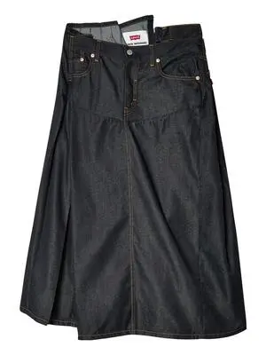 Junya Watanabe Asymmetric Denim Midi Skirt - Blue