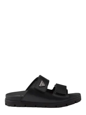Prada Leather Strap Sandals - Black