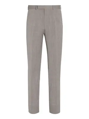 Zegna Trofeo Wool-silk Seersucker Trousers - Neutrals