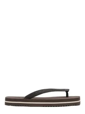 Brunello Cucinelli Monili-embellished Leather Flip Flops - Brown